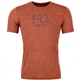 Ortovox - 120 Cool Tec Mountain Logo T-Shirt - Merinoshirt Gr S orange