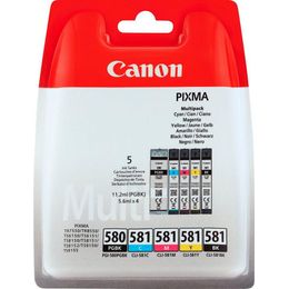 Canon PGI-580BK/CLI-581 BK/C/M/Y Pigment- und Farbstofftinte Multipack Tintenpatrone (Packung, 5-tlg)