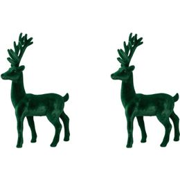 Creativ deco Weihnachtsfigur Hirsch, Weihnachtsdeko (2 St), Dekofigur mit feiner Samtoberfläche, Höhe 29 cm, grün