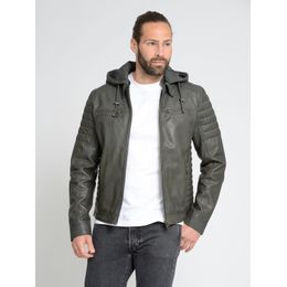 Bikerjacke Maze "42021310", Herren, Gr. L, grau, Obermaterial: 100% Lammleder / Futter: 100% Baumwolle / Ärmelfutter: 100% Polyester / Kapuze: 52% Baumwolle; 48% Polyester, Jacken