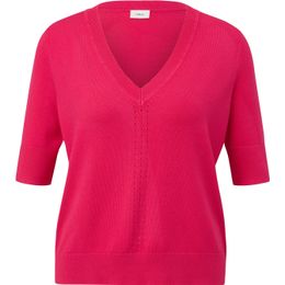 s.Oliver BLACK LABEL Strickpullover, Halbarm, Pointelle-Details, für Damen, pink, 40