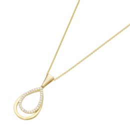 Goldkette Luigi Merano "in Tropfen-Form mit Zirkonia, Gold 375" Halsketten Gr. 45 cm, Gelbgold 375, weiß Damen Halsketten