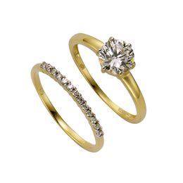 Fingerring Celesta "375/- Gelbgold Zirkonia" Fingerringe Gr. 056 (17,8), Gold, gelb (gelb, weiß) Damen Fingerringe