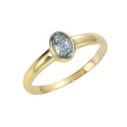 Fingerring Vivance "333/- Gelbgold mit Blautopas (beh.)" Fingerringe Gr. 052 (16,6), Gold, gelb (gelb, blau) Damen