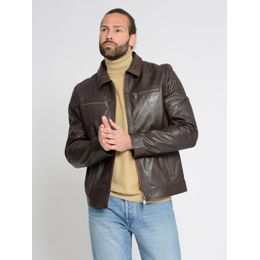 Lederjacke Mustang "31021630", Herren, Gr. XL, braun (schwarz braun), Obermaterial: 100% Lammleder / Innenfutter: 100% Baumwolle / &Auml;rmelfutter: 100% Polyester, Ziersteppung, Jacken