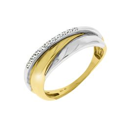 Fingerring Celesta "375/- Gelbgold/Weißgold Zirkonia" Fingerringe Gr. 054 (17,2), Gold, bunt (mehrfarbig, weiß) Damen