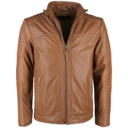 Bikerjacke JCC "15-10-B-2", Herren, Gr. S, braun (cognac), Obermaterial 100% Leder, Lamm / Futter 100% Baumwolle / Ärmelfutter: 100% Polyester, Jacken