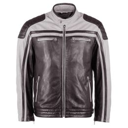 Lederjacke JCC "3102170", Herren, Gr. 50, schwarz (schwarz grau), Obermaterial: 100% Leder, Lamm / Lining 50% Polyester / 50% Baumwolle / Ärmelfutter: 100% Polyester, Jacken