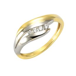 Fingerring Vivance "333/- Gelb- und Weißgold 4x Zirkonia" Fingerringe Gr. 052 (16,6), Gold, bunt (mehrfarbig, weiß) Damen