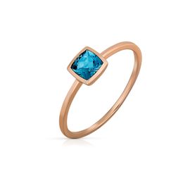 Fingerring OROLINO "585 Gold Roségold Blautopas (beh.)" Fingerringe Gr. 052 (16,6), Gold, rot (rot, blau) Damen Fingerringe