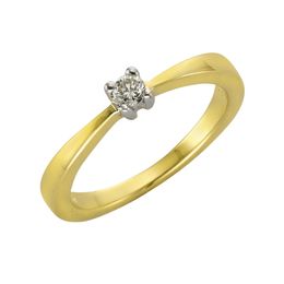 Fingerring Diamonds by Ellen K. "375/- Gold Brillant 0,10ct." Fingerringe Gr. 016 (50,5), 0,10 ct P1 = bei 10-facher Vergrößerung erkennbare Einschlüsse, Gold, gelb (gelb, weiß) Damen Fingerringe