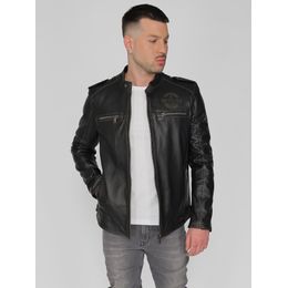 Lederjacke Mustang "31021505", Herren, Gr. M, schwarz, Obermaterial: 100% Lammleder; Futter: 90% Baumwolle, 10% Viskose; &Auml;rmelfutter: 100% Polyester, Jacken
