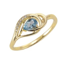 Fingerring Vivance "375/- Gelbgold mit Blautopas/Zirkonia" Fingerringe Gr. 052 (16,6), Gold, gelb (gelb, blau) Damen