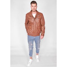 Lederjacke JCC "3102162", Herren, Gr. 48, braun (brandy), 100% Lammleder; Lining 50% Polyester, 50% Baumwolle; &Auml;rmelfutter: 100% Polyester; Wattierung: 100% Polyester, mit Knopf, Jacken