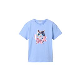 Tom Tailor Mädchen T-Shirt mit Bio-Baumwolle, blau, Motivprint, Gr. 104/110