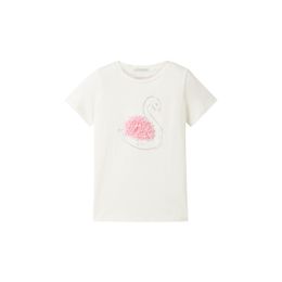 Tom Tailor Mädchen T-Shirt mit Bio-Baumwolle, weiß, Motivprint, Gr. 104/110