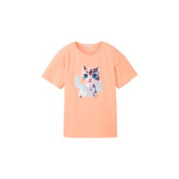 Tom Tailor Mädchen T-Shirt mit Bio-Baumwolle, orange, Motivprint, Gr. 92/98