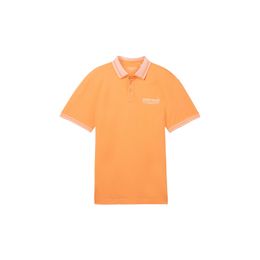Tom Tailor Herren Poloshirt mit Logo Print, orange, Uni, Gr. L