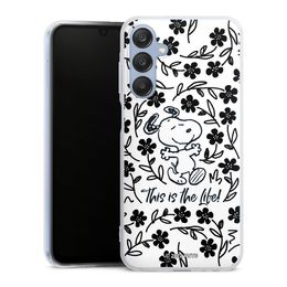 DeinDesign Galaxy A25 5G Handy Silikon H&uuml;lle Case transparent Handyh&uuml;lle Peanuts Flowers Snoopy Silikon Case