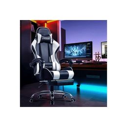 GTPLAYER Gaming-Stuhl mit Fußstütze und Massage-Lendenkissen Bürostuhl Zocker Stuhl
