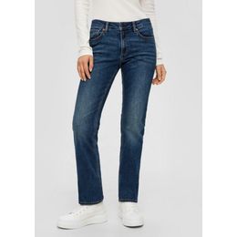 QS Stoffhose Jeans Catie / Slim Fit / Mid Rise / Straight Leg Label-Patch