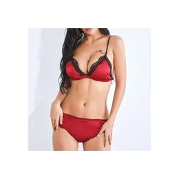 AUKUU Set: Corsage BH Set schwarze Spitze Dreipunkt Bikini sexy Set