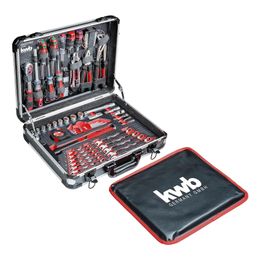 kwb Werkzeugkoffer, 80-teilige Werkzeug-Set, aus robustem Aluminium, abschlie&szlig;bar, gepolstert mit Werkzeugeinlagen aus Schaumstoff, hochwertiger Werkzeugsatz, ideal f&uuml;r Werkstatt und unterwegs