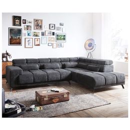DeLife Couch Catan Mikrofaser Anthrazit 295x230 Ottomane rechts Relaxfunktion Ecksofa