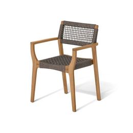 Tchibo Stapelbarer Dining-Stuhl mit Textilgeflecht - Beige - Massivholz