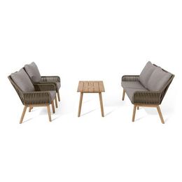 Tchibo Lounge-Dining-Set - Beige - Akazie