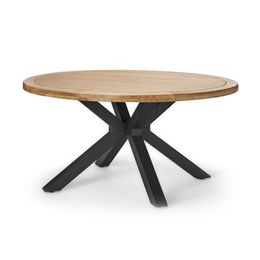 Tchibo Teak-Dining-Tisch mit modernem X-Fuß - Schwarz - Massivholz