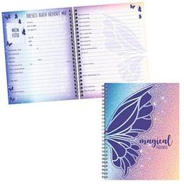 Brunnen Freundebuch Magic Butterfly ca. DIN A5 liniert, lila/roa Hardcover 80 Seiten