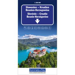 Slowenien - Kroatien - Bosnien-Herzegowina Strassenkarte 1:500 000, Karte (im Sinne von Landkarte)