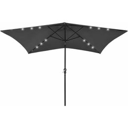 Bonnevie - Sonnenschirm,Gartenschirm mit LEDs und Stahl-Mast Anthrazit 2x3 m vidaXL