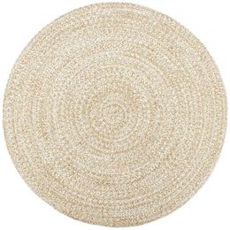 Teppich,Fußmatte Handgefertigt Jute Weiß und Braun 180 cm vidaXL