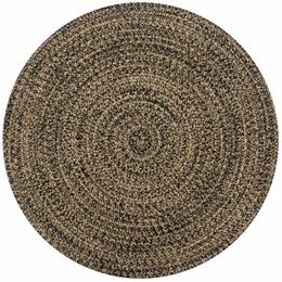 Teppich,Fußmatte Handgefertigt Jute Schwarz und Natur 150 cm vidaXL