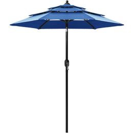 Sonnenschirm,Gartenschirm mit Aluminium-Mast 3-lagig Azurblau 2 m vidaXL