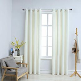 Bonnevie - 2er-Set Verdunkelungsvorhänge,Verdunkelung Gardinen mit Ösen Samt Creme 140x225 cm vidaXL