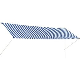 Einziehbare Markise Sonnenmarkise 400 x 150 cm Blau und Weiß vidaXL