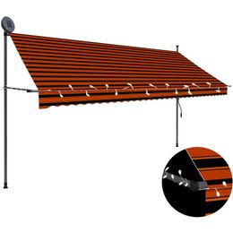 Einziehbare Markise Sonnenmarkise Handbetrieben mit led 350 cm Orange Braun vidaXL