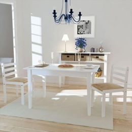 Bonnevie - Esszimmerstühle 2 Stk. Küchenstuhl Weiß Gummibaum Massivholz und Samt vidaXL