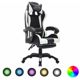 Gaming-Stuhl mit rgb LED-Leuchten Weiß und Schwarz Kunstleder vidaXL847438