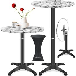 Kesser 2in1 Stehtisch klappbar Bistrotisch Aluminium Edelstahlplatte höhenverstellbar 70cm / 115cm Partytisch Tisch In- & Outdoor Hochzeit Marmor / ø 80 cm