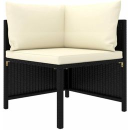 Modular-Ecksofa mit Kissen Schwarz Poly Rattan vidaXL973265