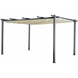 Freistehende Pergola 3 × 4m cassis beige - Aluminiumstruktur - Beige