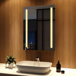 Wandspiegel Badezimmerspiegel led Badspiegel mit Beleuchtung 80x60cm Warmweiß 3000K, Spiegel mit Beleuchtung Lichtspiegel ohne Wand-Schalter