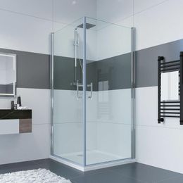 Duschkabine Eckeinstieg Doppelt Duschtür Duschabtrennung Duschwand Dusche 90x100x195cm mit Duschtasse Ohne Ablauf