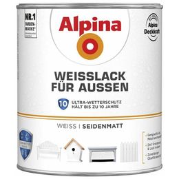 Alpina - Weißlack für Außen 2 l weiß seidenmatt Lack Acryllack Holzlack