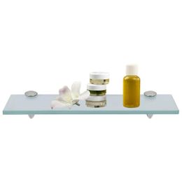 Glasablage Glasregal ideal für Bad. Dusche und zur modernen Dekoration mit Halterung aus Edelstahl 8 mm 50x10 cm Milchglas - HENGDA