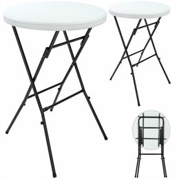 2er Set Stehtisch klappbar ø 72 cm aus Kunststoff - Bistrotisch Klapptisch Partystehtisch Partytisch weiß - Casaria